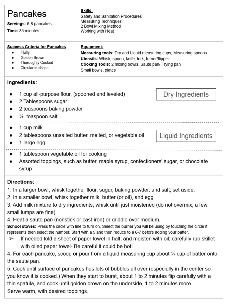 Pancakes Recipe | PDF