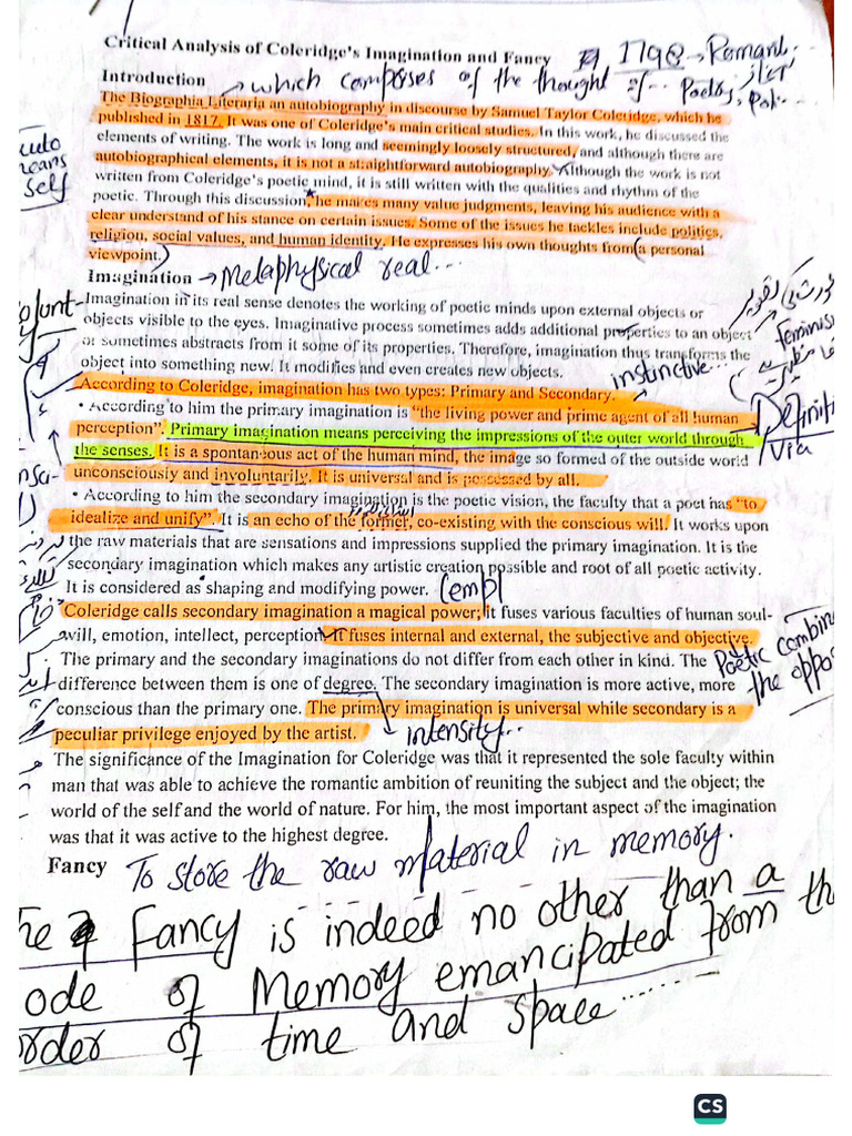 Imagination and Fancy | PDF