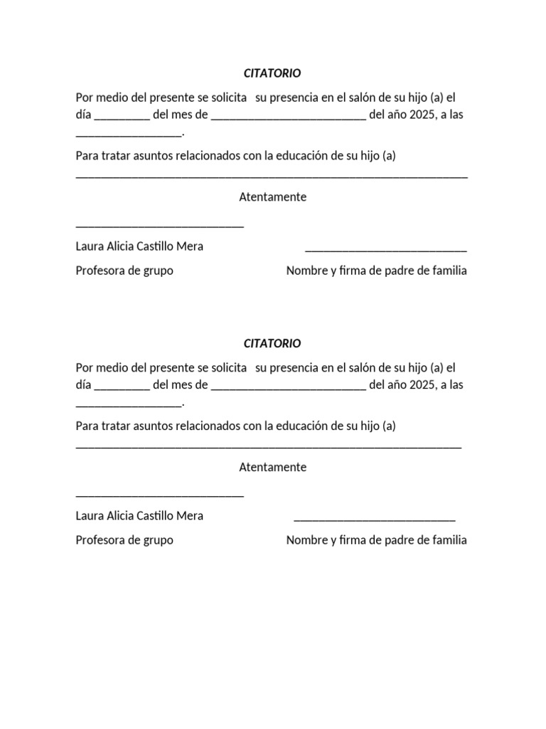 Citatorio Escuela | PDF