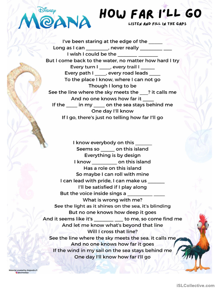 Moana - Fill in The Gaps and Music Appreciain | PDF