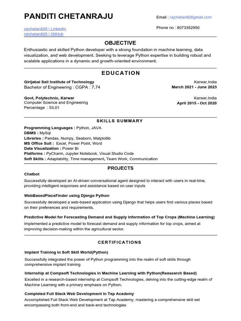 never used before Resume template | PDF | Python (Programming Language) | Web Development