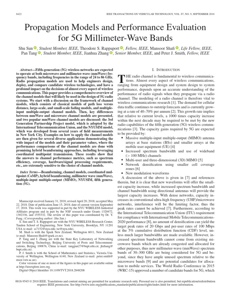 Propagation Models and Performance Evaluation For 5G Millimeter-Wave ...