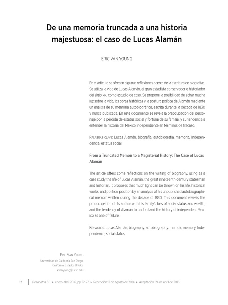 Biografía de Lucas Alamán: Reflexiones Históricas | PDF | México