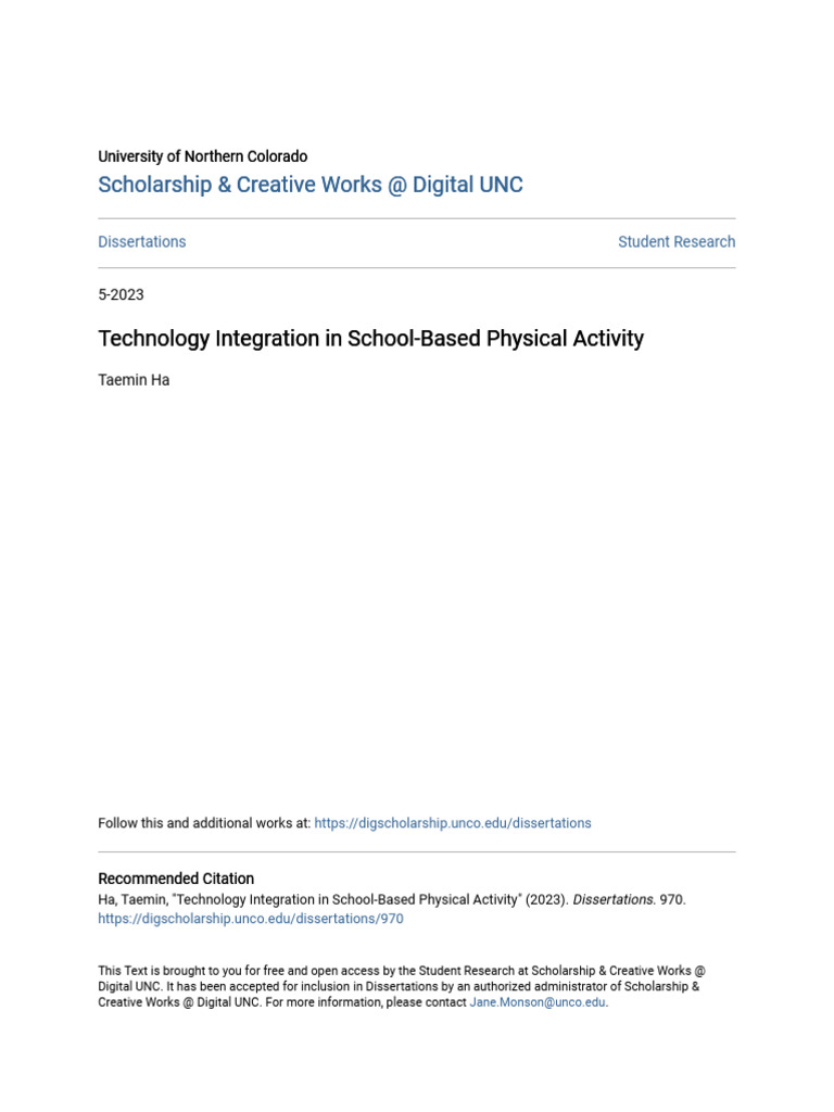 Technology Integration in School-Based Physical Activity | PDF | Innovation | Physical Education
