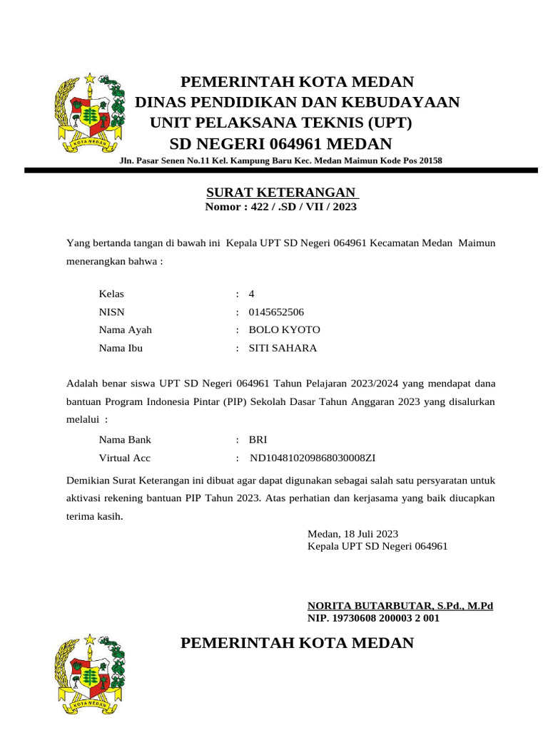 Contoh Surat Aktivasi Rekening Bank | PDF