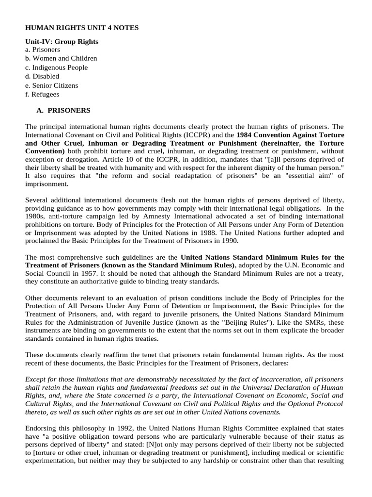 Human Rights Unit 4 Notes | PDF | Convention On The Rights Of The Child ...
