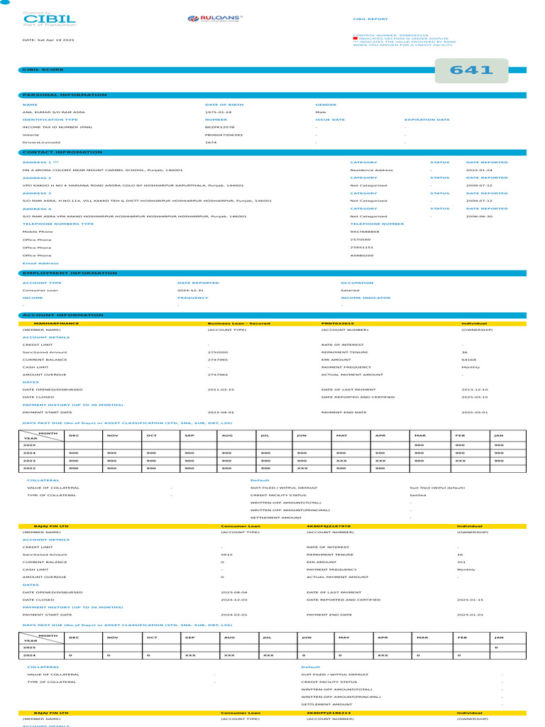 Cibil Score Report Jk9VmbTlIWbe0hBFwjlgMeab8XKFyTOd | PDF | Finance ...