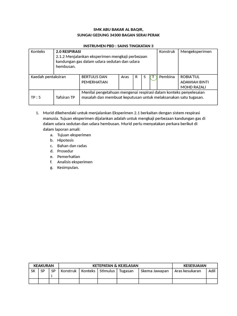 Instrumen PBD1 T3 2025 | PDF