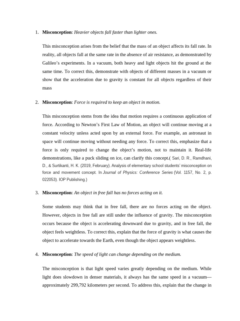 Common Physics Misconceptions Explained | PDF | Force | Gravity