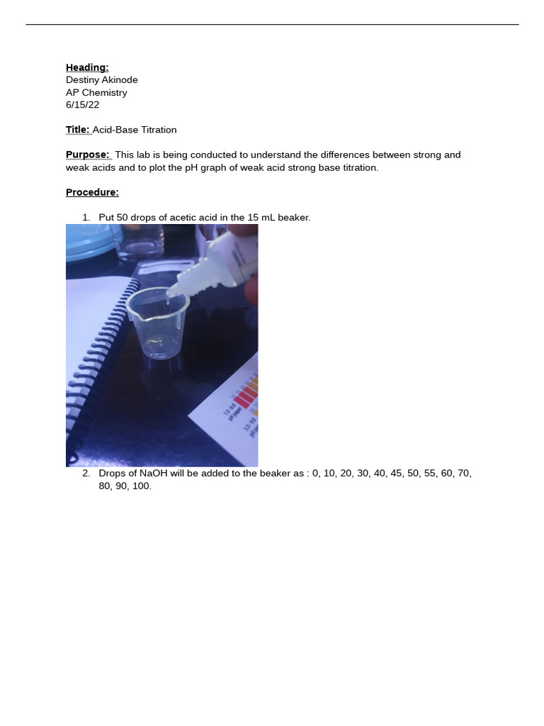 Acid Base Titration Lab | PDF | Acid | Buffer Solution