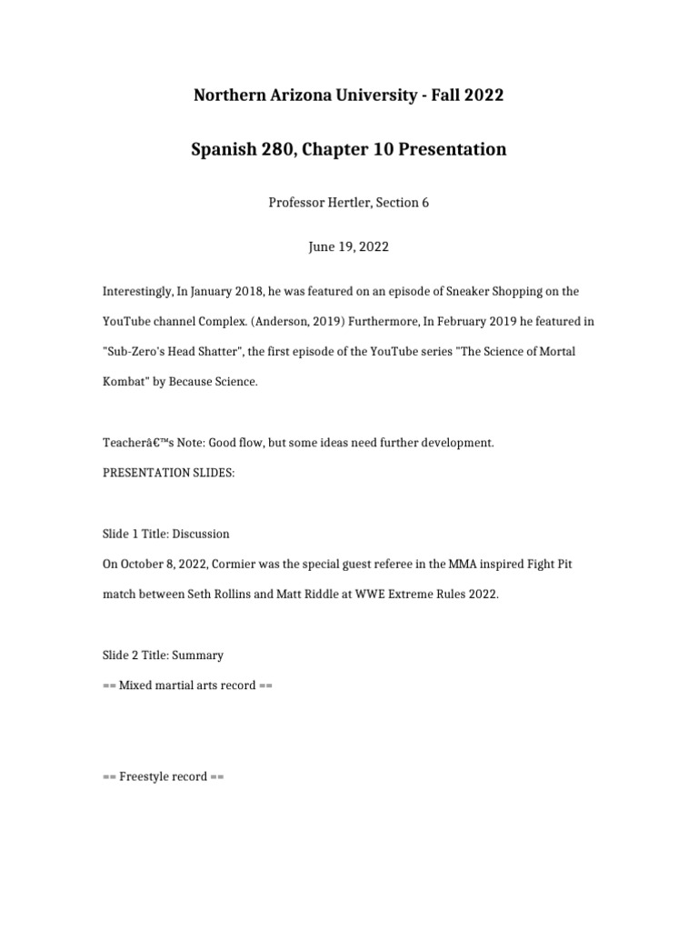 Spanish 280 Chapter 10 Presentation | PDF