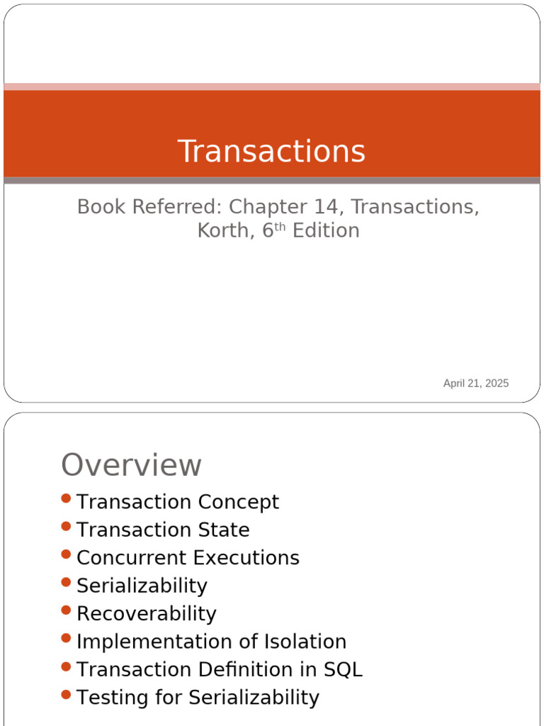 Chapter 14 - Transactions | PDF | Database Transaction | Databases