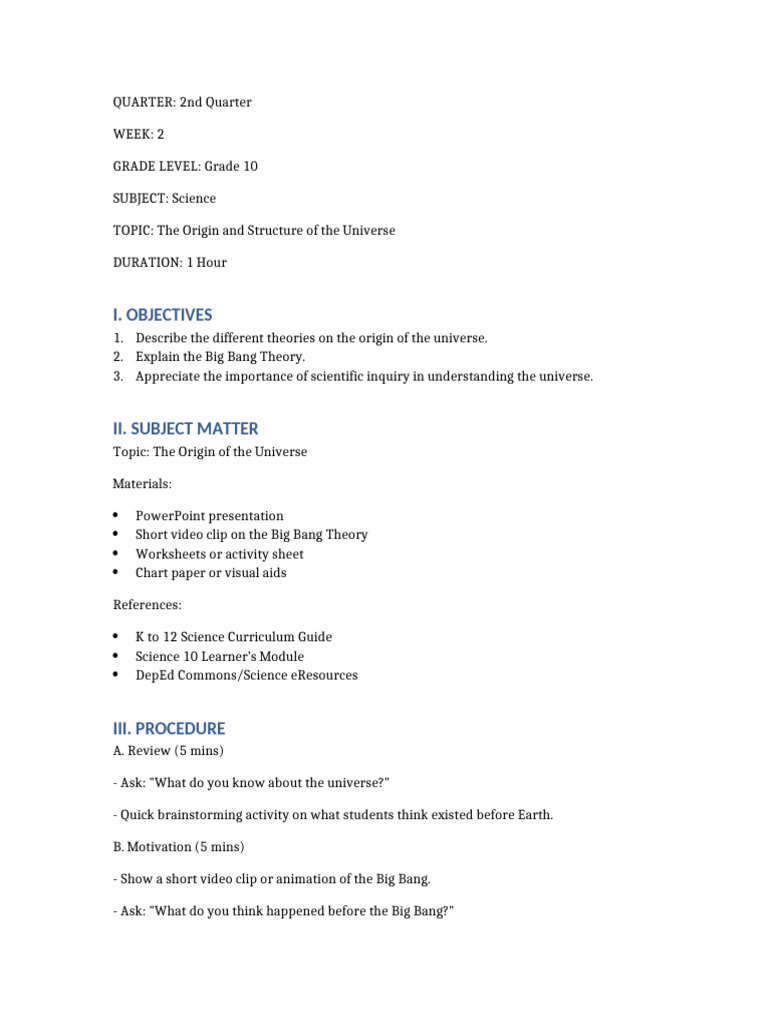 Grade 10 Science Lesson Plan | PDF