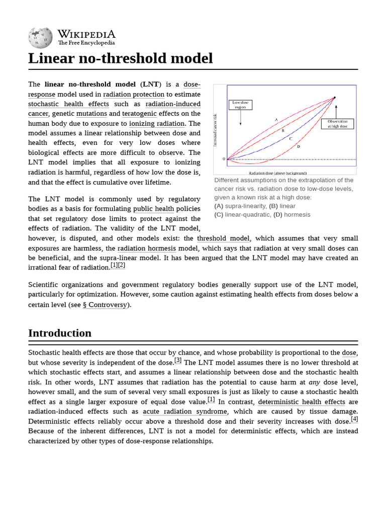 Linear No-Threshold Model | PDF | Safety | Nuclear Physics