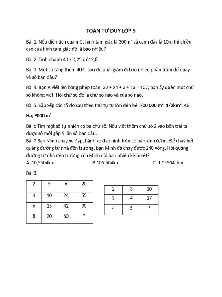 Toán Tư Duy L P 5 | PDF