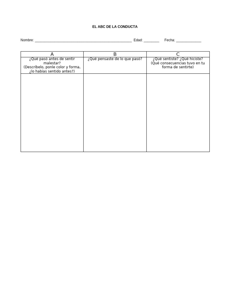 ABC de La Conducta Formato | PDF