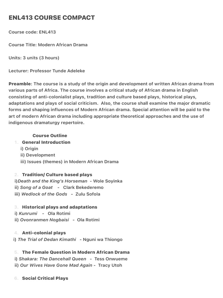 Enl413 Course Compact | PDF