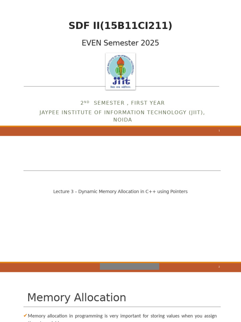 L3 - Dynamic Memory Allocation in C++ | PDF | Pointer (Computer ...