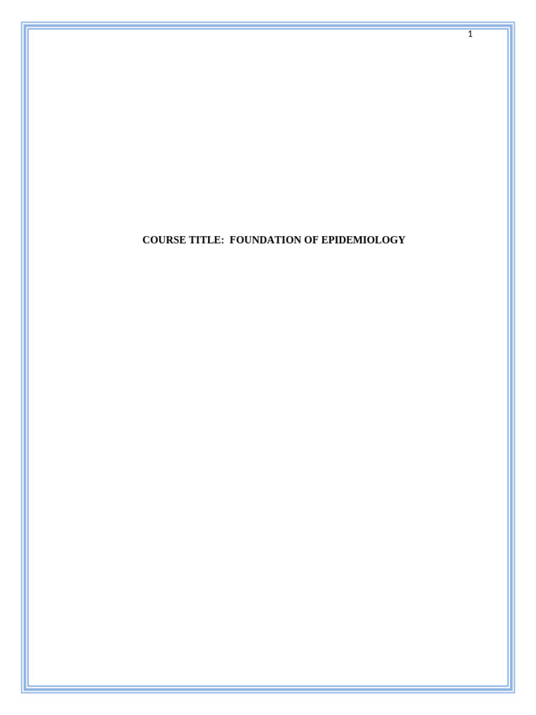 Foundations of Epidemiology Course Outline | PDF | Epidemiology | Infection