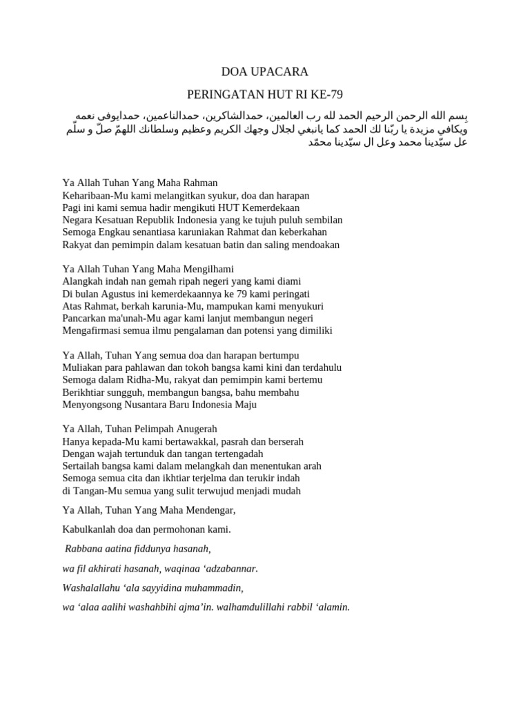 Doa Upacara 17 Agsts | PDF