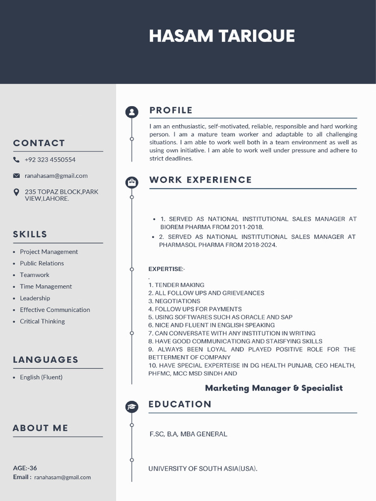 Blue and Gray Simple Professional CV Resume | PDF