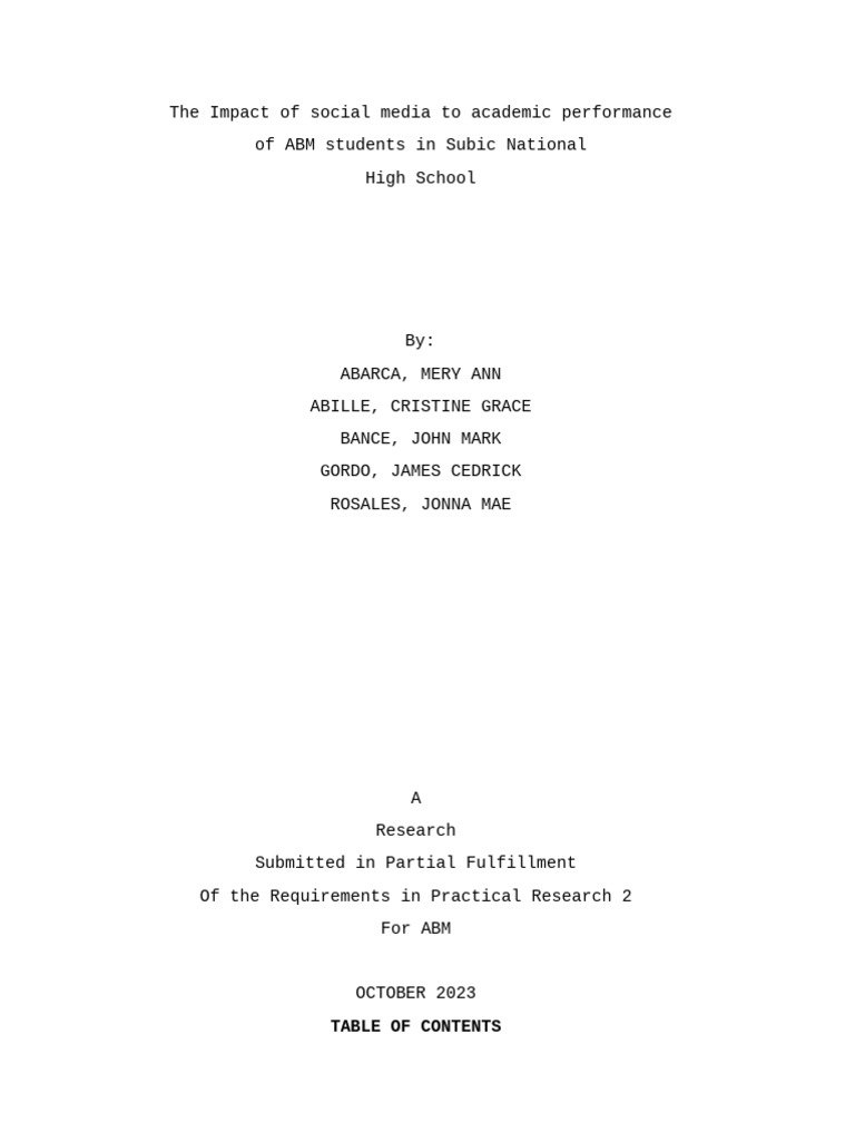 Social Media's Impact on ABM Students | PDF | Survey Methodology ...