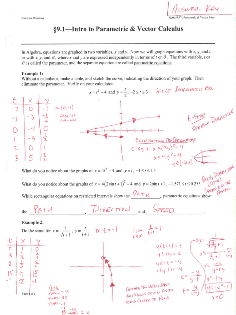 Solutions to Unit 7 - Parametric_ Vector_ and Polar Equations | PDF