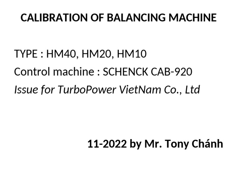 Calibration of Balancing Machine | PDF