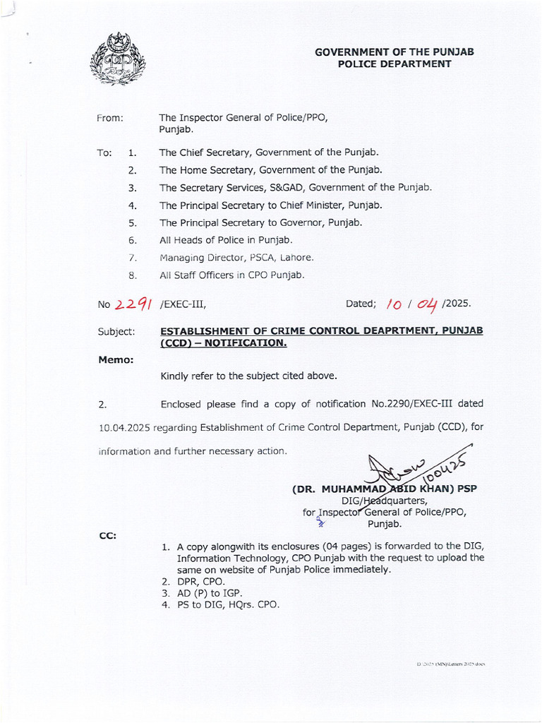 Notification - CCD | PDF