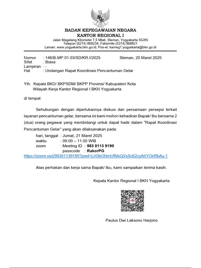 Undangan Rakor PG 2025 - 250320 - 155149 | PDF