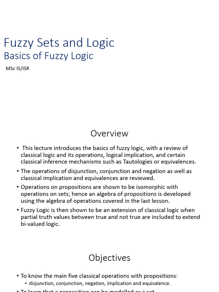 Fuzzy Logic - Basics of Fuzzy Logic | PDF | Fuzzy Logic | Logic