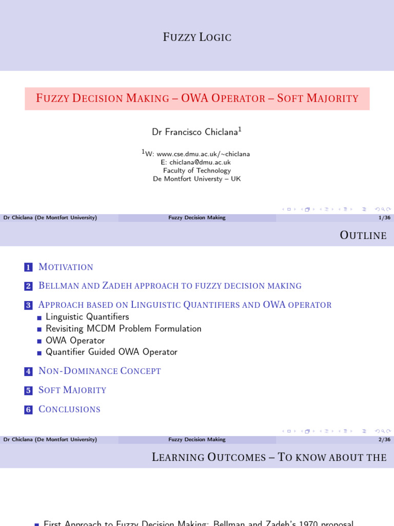 Fuzzy Logic - Fuzzy Decision Making - OWA Operator - Soft Majority | PDF | Fuzzy Logic ...
