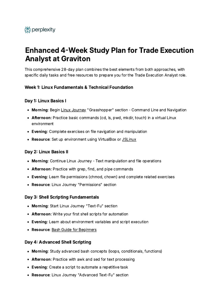 Enhanced 4-Week Study Plan For Trade Execution Ana | PDF | Statistics ...
