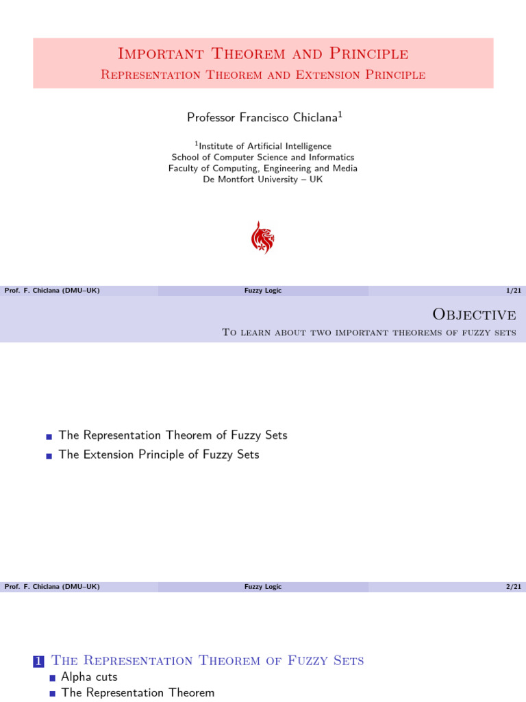 Fuzzy Logic Representation Extension Principle Theorems | PDF | Fuzzy Logic | Mathematics