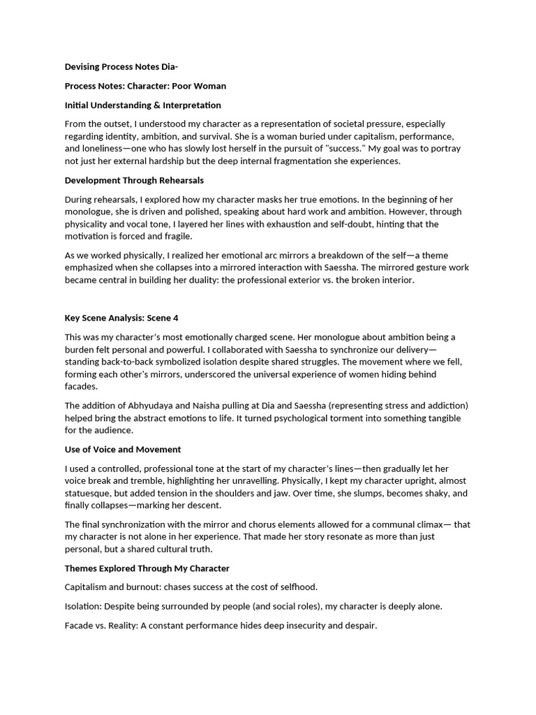 Character Analysis: Struggles of a Poor Woman | PDF | Psychology