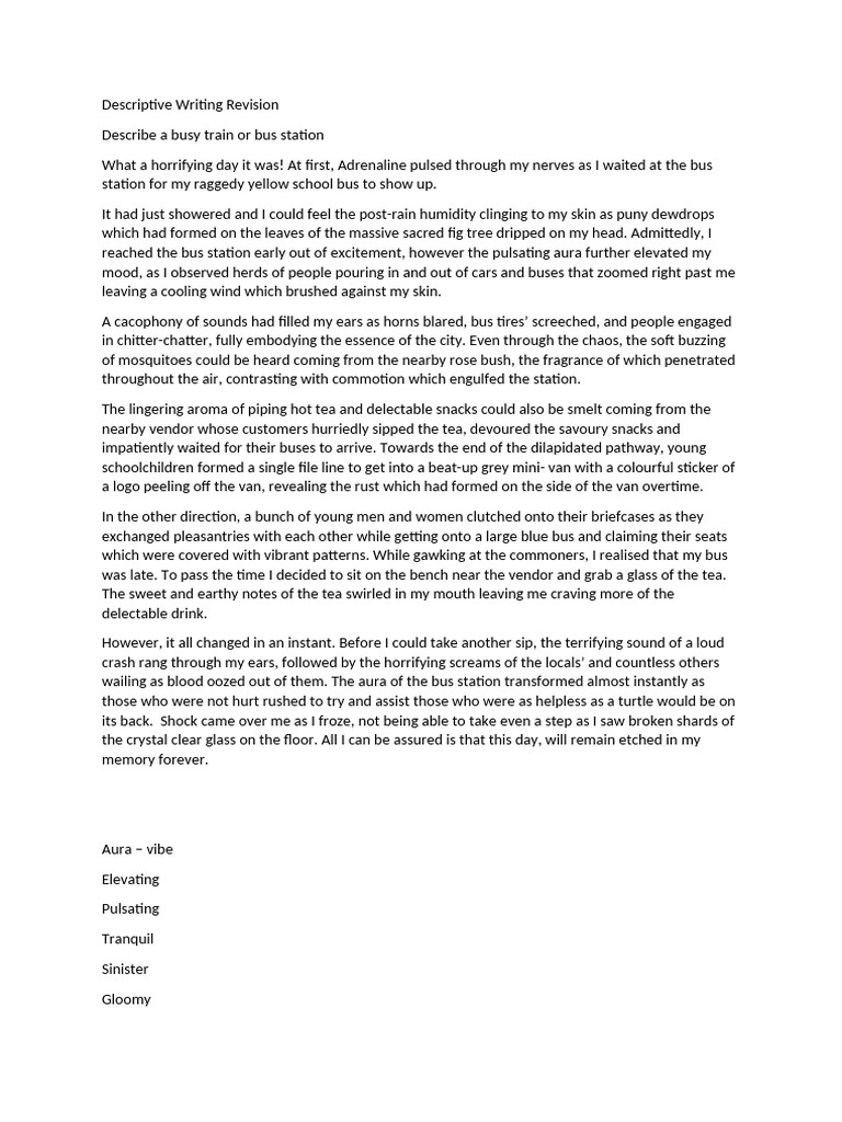 Descriptive Writing Revision | PDF | Transport