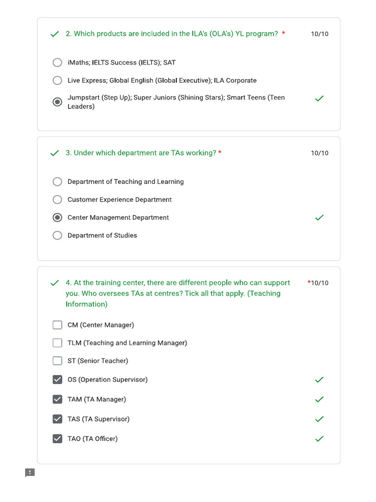 TA Orientation Quiz | PDF