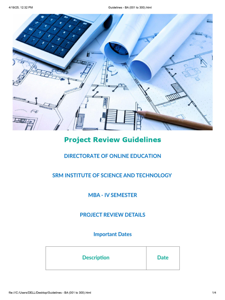SRM Online MBA Project Guidelines | PDF | Methodology
