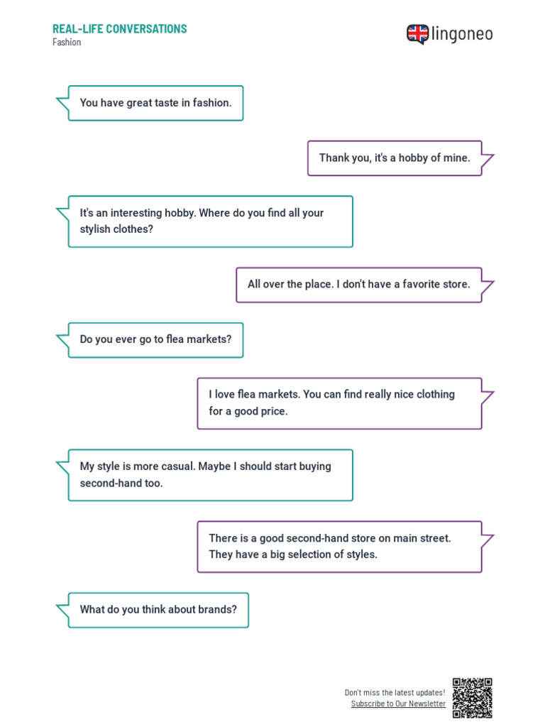 Fashion Dialogue for English Learners | PDF