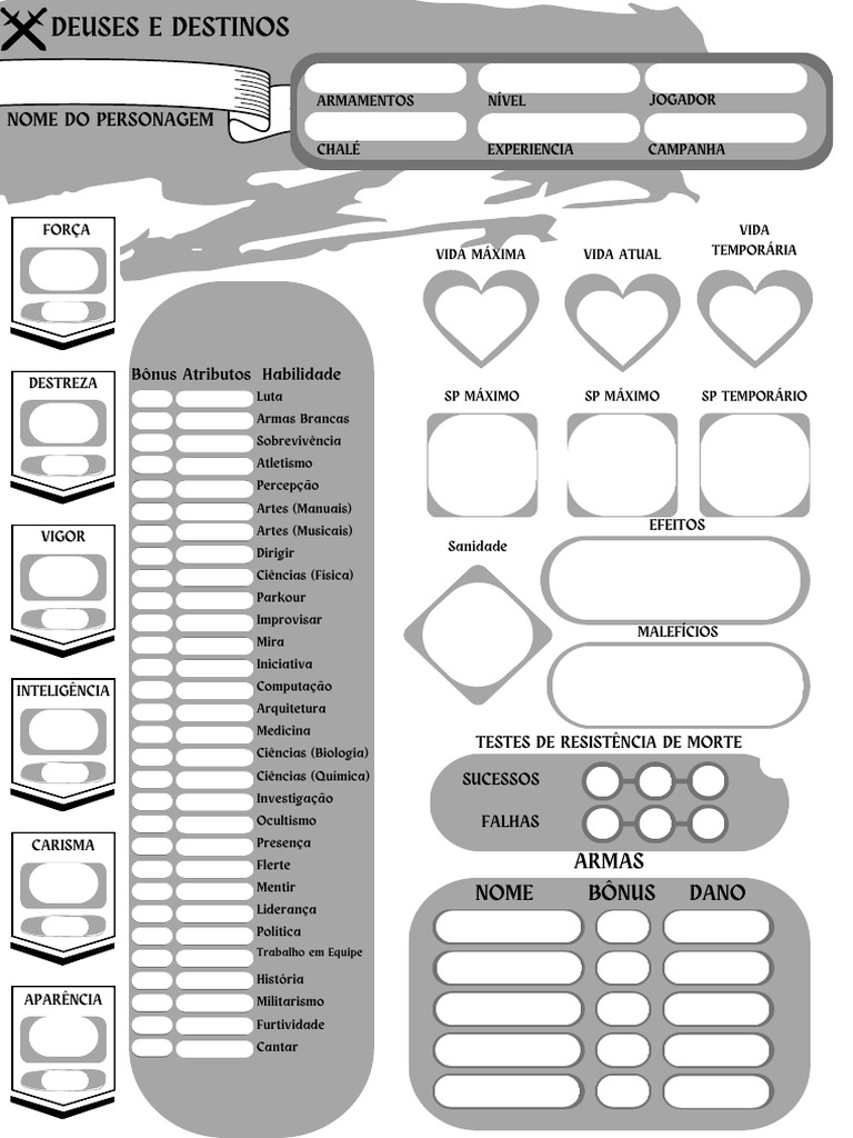 Ficha Deuses e Destinos IMPRESSÃO Editada | PDF