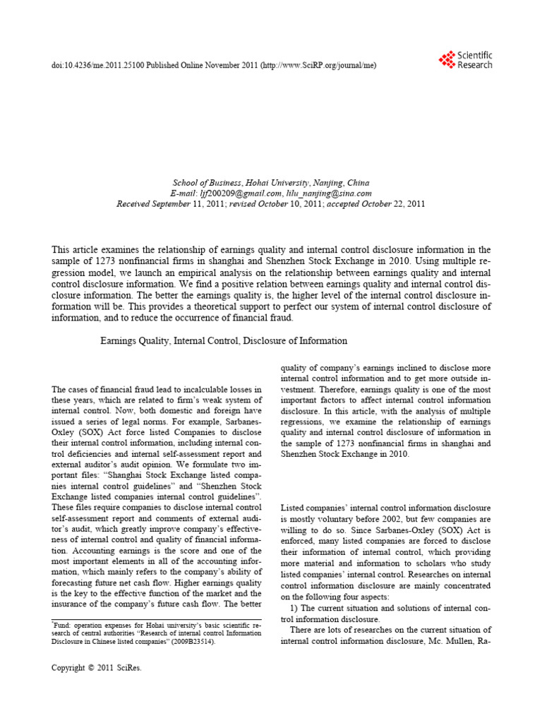 Analysis of The Relationship Between Listed Companies' Earnings Quality ...