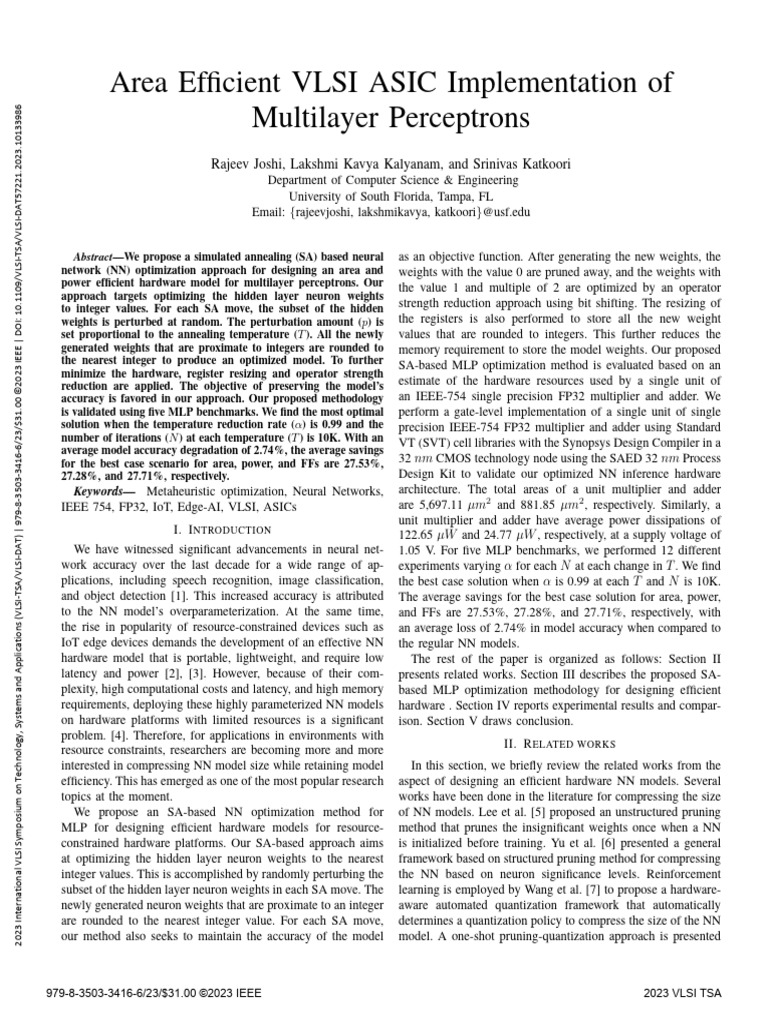 Area Efficient VLSI ASIC Implementation of Multilayer Perceptrons | PDF | Mathematical ...