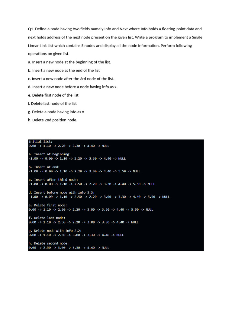 Linked List Operations in C Programming | PDF