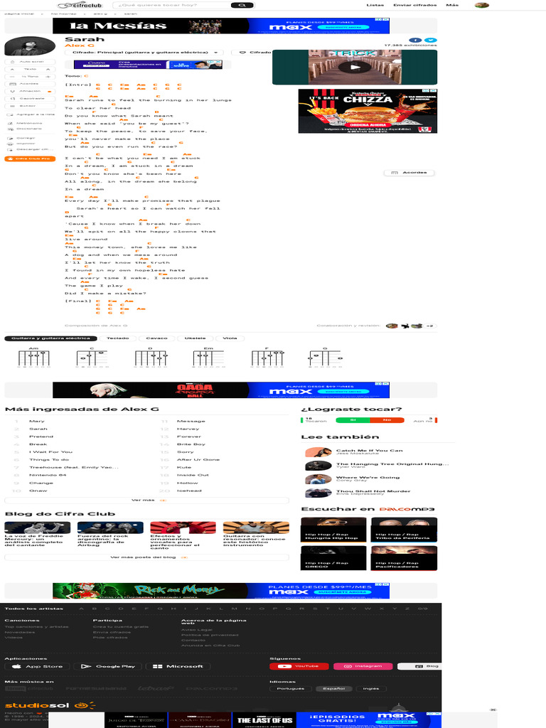 Sarah - Alex G - Cifra Club | PDF