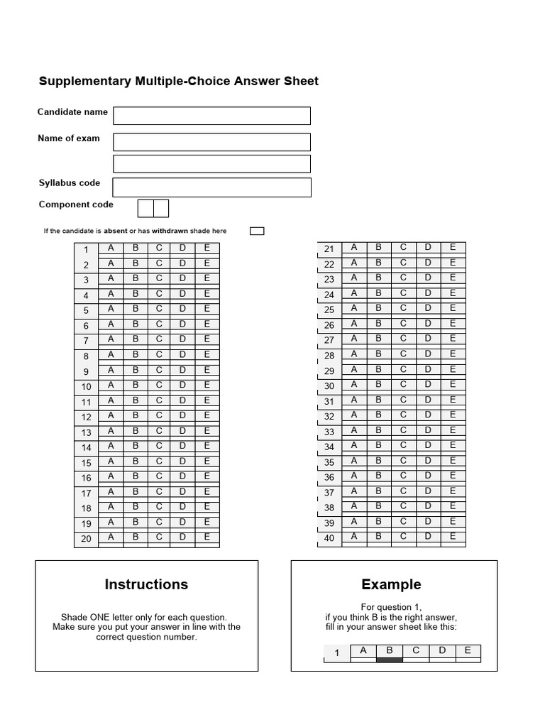MCQs Answer Sheet-Downloadable | PDF | Qualifications | Educational ...