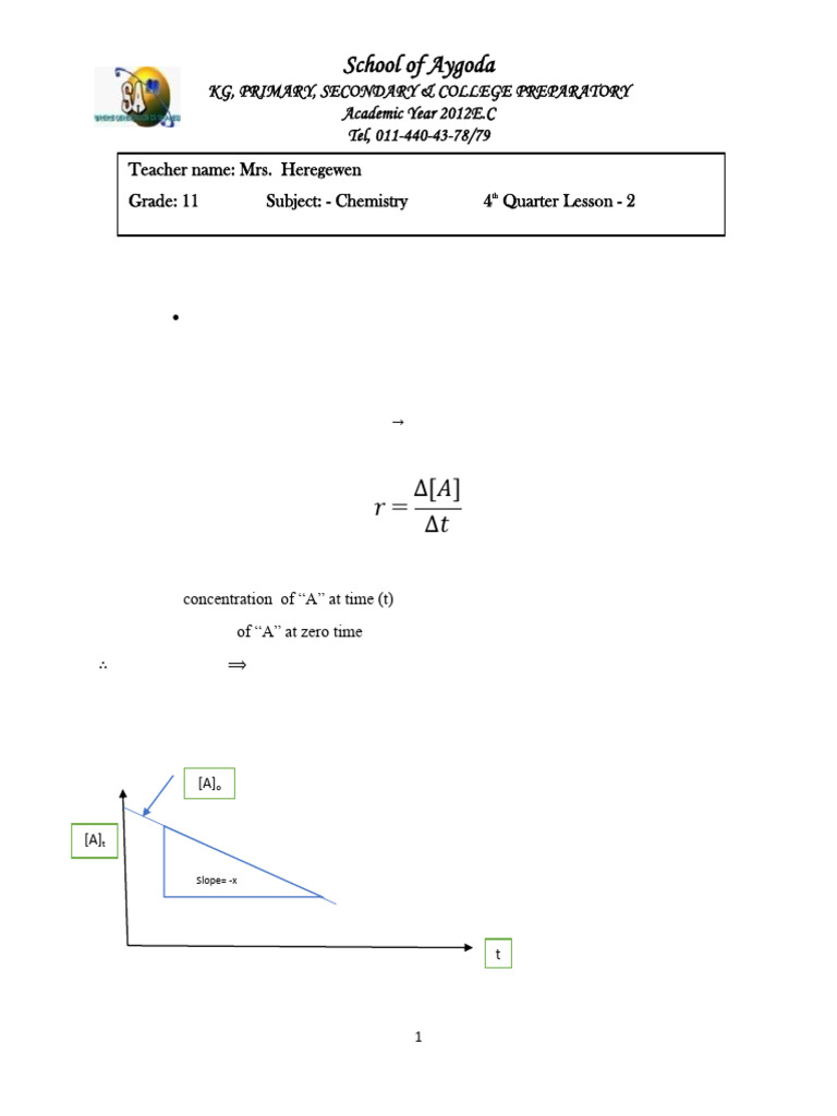 Grade 11 Chemistry Note 2 | PDF | Reaction Rate | Chemical Reactions