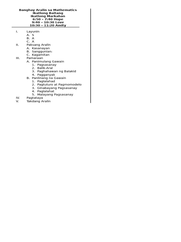 Banghay Aralin Sa Mathematics (Week 2) | PDF
