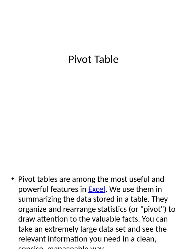 Pivot Table | PDF
