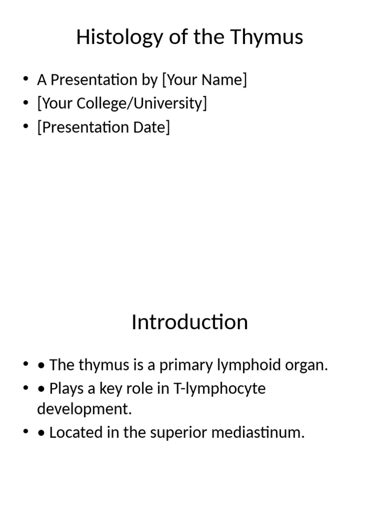 Thymus Histology Overview and Significance | PDF