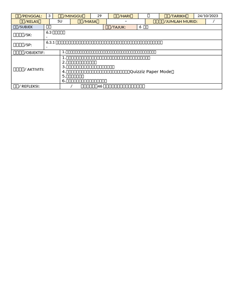 Cheong Xuan QIu RPH Pencerapan | PDF